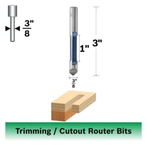 BOSCH 85245 3/8-Inch Carbide Tipped Straight Fluted Pilot Panel Bit with Drill-through Point-Single Flute