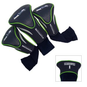 team golf nfl seattle seahawks contour golf club headcovers (3 count) numbered 1, 3, & x, fits oversized drivers, utility, rescue & fairway clubs, velour lined for extra club protection