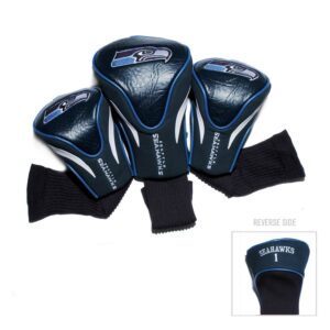 Team Golf NFL Seattle Seahawks Contour Golf Club Headcovers (3 Count) Numbered 1, 3, & X, Fits Oversized Drivers, Utility, Rescue & Fairway Clubs, Velour lined for Extra Club Protection