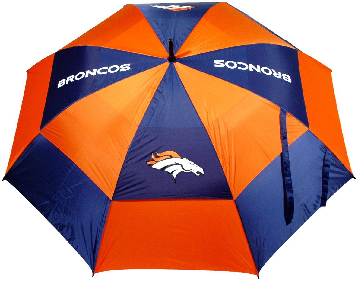 Team Golf NFL Denver Broncos Golf Umbrella 62" Golf Umbrella with Protective Sheath, Double Canopy Wind Protection Design, Auto Open Button