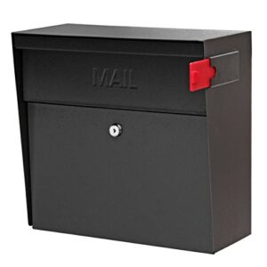 mail boss 7162 metro, black high capacity wall mounted locking security mailbox,medium