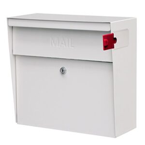 mail boss 7163 metro locking security wall mount mailbox, cream white