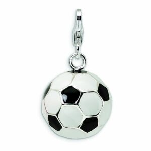 Adornica Diamonds Amore LaVita Sterling Silver Enamel Soccer Ball Lobster Clasp Bracelet Charm