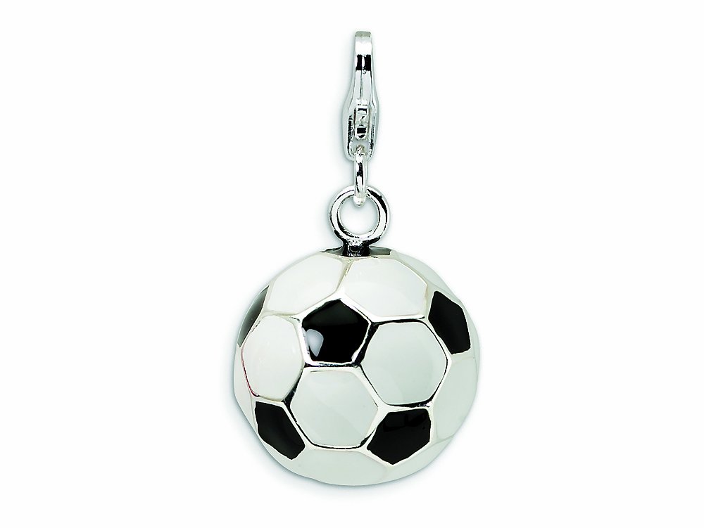 Adornica Diamonds Amore LaVita Sterling Silver Enamel Soccer Ball Lobster Clasp Bracelet Charm