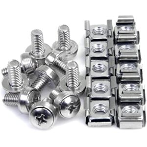 StarTech.com M6 Screws and Cage Nuts - 50 Pack - M6 Mounting Screws and Cage Nuts for Server Rack and Cabinet - Silver (CABSCREWM6)