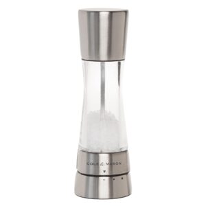 cole & mason derwent salt grinder - stainless steel mill includes gourmet precision mechanism and premium sea salt