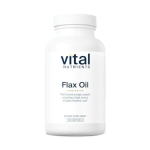 vital nutrients flax seed oil 3000mg | cold pressed flax oil with high concentration of ala for heart health* | gluten, dairy and soy free | non-gmo | 100 softgels