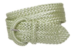 2 inch wide hand made soft metallic woven braided round belt, lime green | m/l (32"-34" waist)