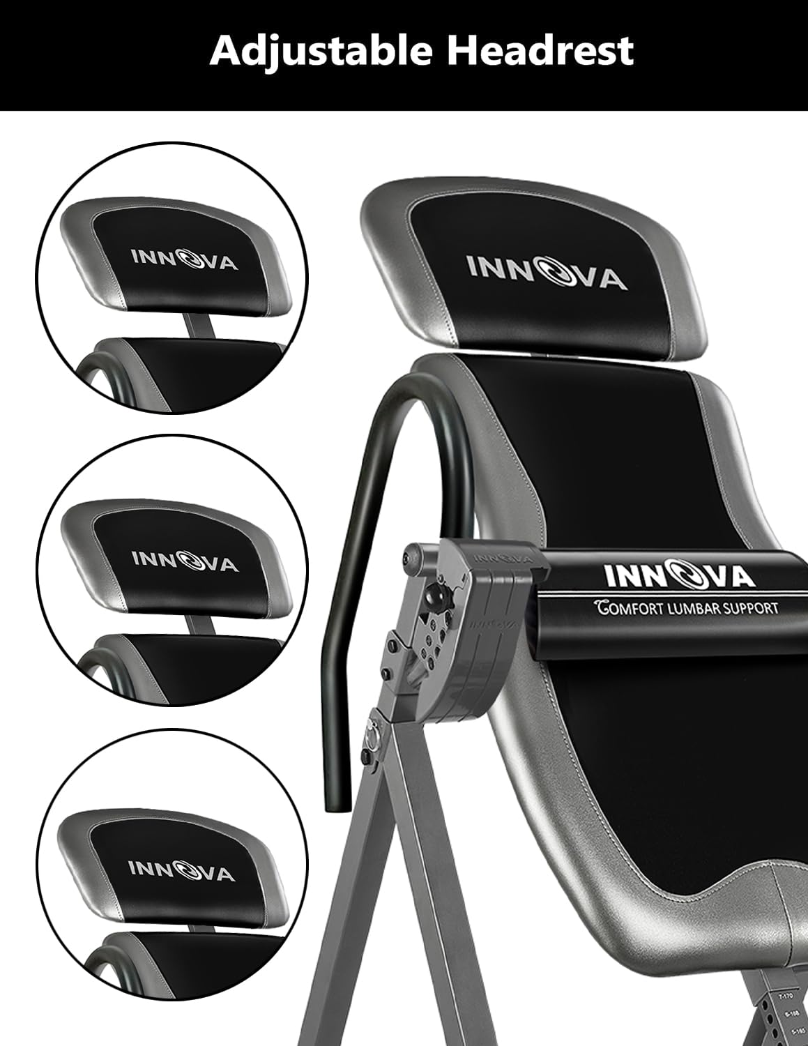 INNOVA HEALTH AND FITNESS ITX9600 Heavy Duty Inversion Table, Standard Ankle Holding System, 300 lb Weight Capacity,Grey/Black