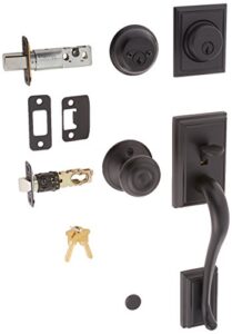 schlage f62-add-geo addison double cylinder handleset with georgian interior kno, matte black