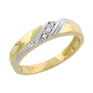 10k Gold Diamond Trio Engagement Wedding Ring Set for Him and Her 3-piece 6 mm & 4.5 mm 0.10 cttw size 8.5