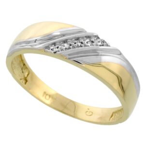 10k Gold Diamond Trio Engagement Wedding Ring Set for Him and Her 3-piece 6 mm & 4.5 mm 0.10 cttw size 8.5