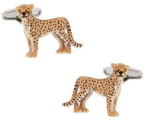 cuff-daddy painted cheetah cufflinks with travel presentation gift box