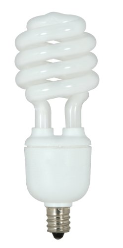 Satco S7364 13-Watt Candelabra Base T2 Mini Spiral, 2700K, 120V, Equivalent to 60-Watt Incandescent Lamp for Enclosed Fixtures