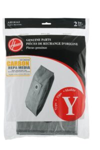 hoover type y pleated carbon hepa bag replacement for upright vacuum cleaner, 2 pack, ah10165, gray, 2 count