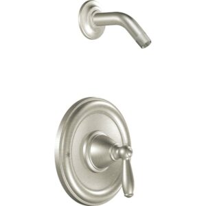 moen brantford brushed nickel posi-temp pressure balancing shower trim kit featuring shower lever handle (without showerhead), valve required, t2152nhbn