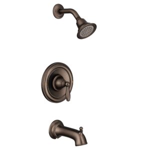 moen brantford oil-rubbed bronze posi-temp pressure balancing eco-performance bathtub shower trim kit with traditional showerhead, shower handle, arm, tub spout (valve required), t2153eporb