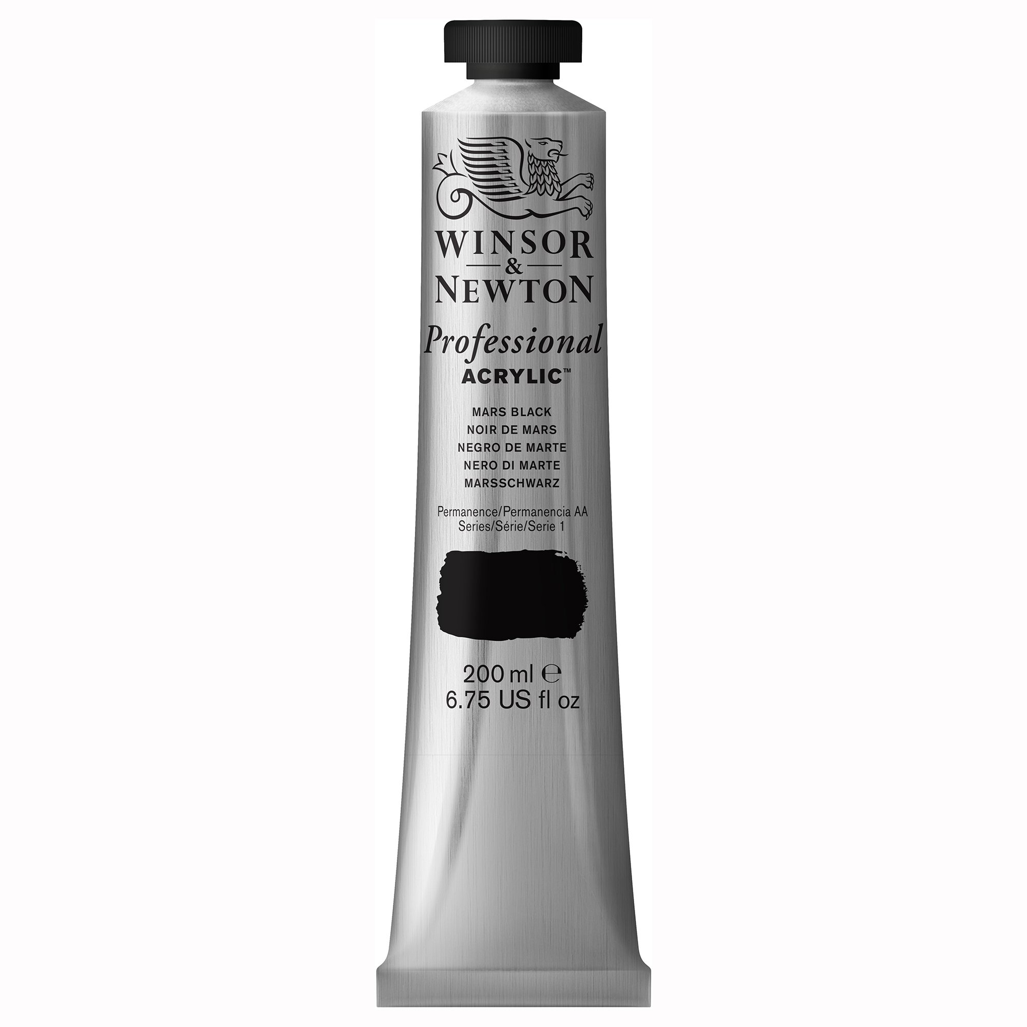 Winsor & Newton Professional Acrylic Paint, 200ml (6.75-oz) Tube, Mars Black