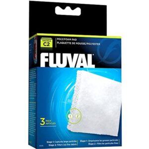 fluval c2 poly foam pad, replacement aquarium filter media, 3-pack, 14008