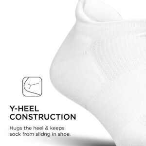 Feetures High Performance Cushion Ankle Sock - No Show Socks for Women & Men with Heel Tab - White, S (1 Pair)