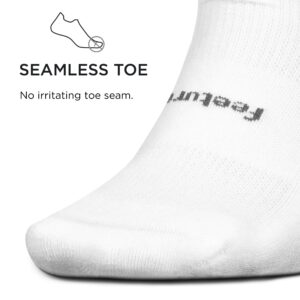 Feetures High Performance Cushion Ankle Sock - No Show Socks for Women & Men with Heel Tab - White, S (1 Pair)