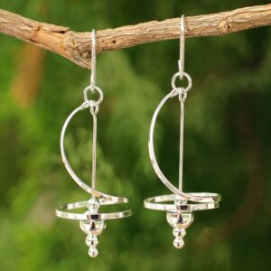 NOVICA Artisan Handmade .925 Sterling Silver Dangle Earrings Fair Trade Modern Thailand 'Pirouette'