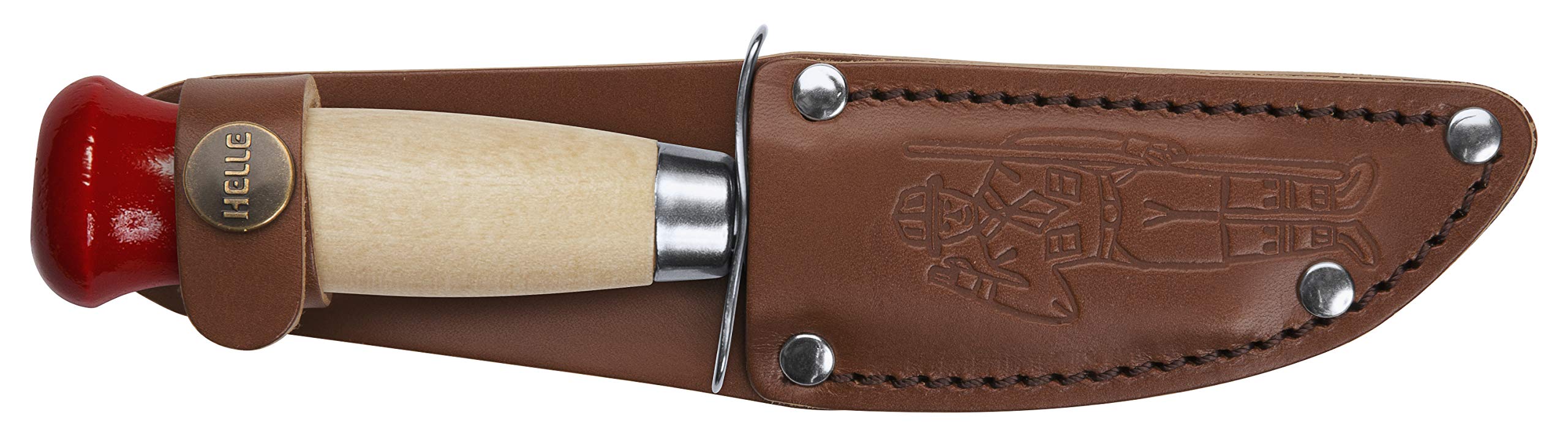 HELLE Knives - Speider Pike (Girl) - Fixed Blades - Stick Tang - Beginner, Scout, Learning - 12C27 Stainless Steel - Leather Sheath - Made in Norway