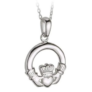 claddagh pendant sterling silver necklace made in ireland