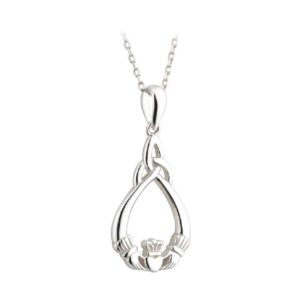 solvar sterling silver claddagh trinity knot necklace-irish made