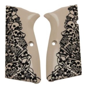 hogue 09032 browning hi-power scrimshaw ivory polymer grip panels, boneyard