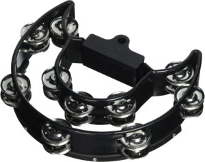 drum set half moon tambourine with mounting eye bolt - black