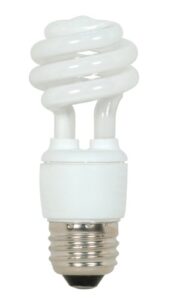 satco s7211 9-watt medium base t2 mini spiral, 2700k, 120v, equivalent to 40-watt incandescent lamp for enclosed fixtures with energy star rated