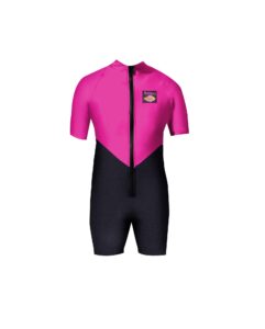 aeroskin kids shorty suit (black/fuchsia, kids-4)