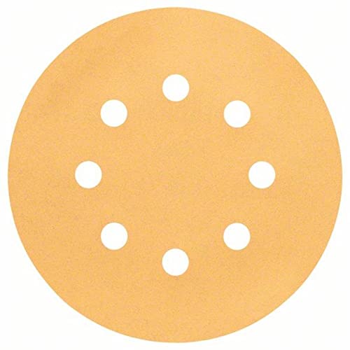 Bosch 2608607824 Sanding Disc Wood Velcro, 8 Hole, 125mm Ø, 40 Grit, Blue, Pack of 50