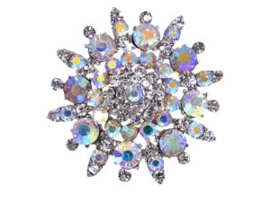 alilang adustable silvery tone iridescent clear crystal colored rhinestones floral ring