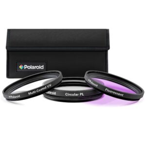 polaroid optics 67mm 3-piece filter kit set [uv,cpl,fld] includes nylon carry case – compatible w/ all popular camera lens models