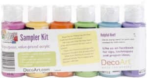 decoart dask279 crafter's acrylics home décor brights sample pack