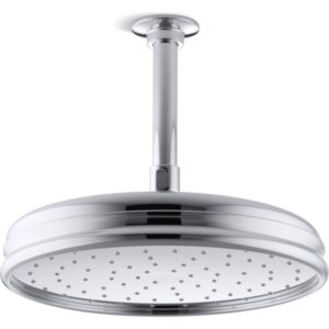 kohler 13696-cp 10-inch single-function rainhead, traditional rain shower head, round rainfall shower head, 2.5 gpm, polished chrome