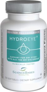 hydroeye softgels - dry eye relief - features gla, epa, dha and other key nutrients - 120 count