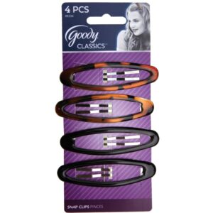 goody classics goody kids epoxy contour snap clips - 4 count,assorted colors - just snap into place - suitable for all hair types - pain-free hair accessories for women and girls - all day comfort