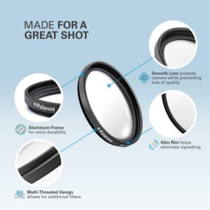 Polaroid Optics 43mm UV Filter | Protective Ultraviolet Filter Absorbs Haze, Improves Images & Shields Lens from Atmospheric Damage | Slim Multi-Coated Glass (PLFILUV43)