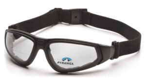 pyramex xsg reader safety glasses, black frame/clear anti-fog + 2.0 lens