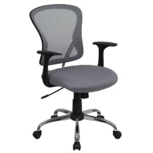 flash furniture alfred mid-back gray mesh swivel task office chair with chrome base and arms