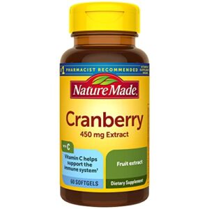 nature made cranberry with vitamin c, dietary supplement for immune and antioxidant support, 60 softgels, 30 day supply