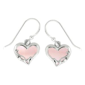 boma jewelry sterling silver pink shell heart earrings