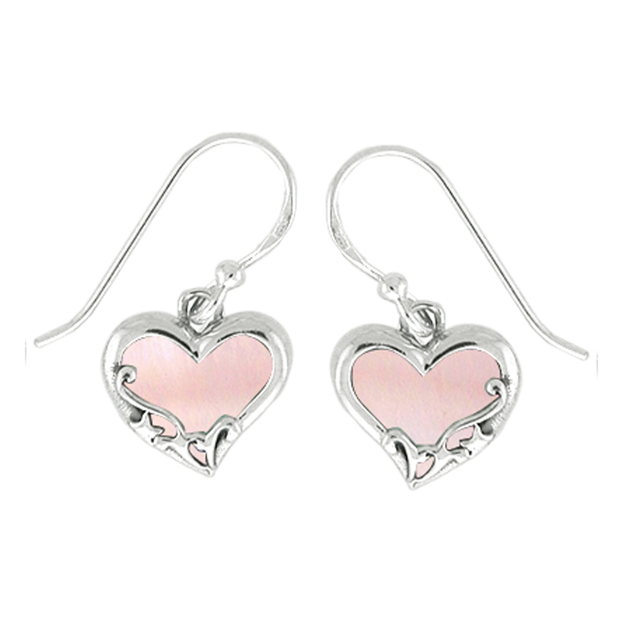 Boma Jewelry Sterling Silver Pink Shell Heart Earrings