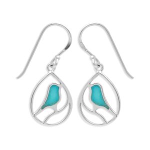 boma jewelry sterling silver turquoise bird teardrop inlay earrings