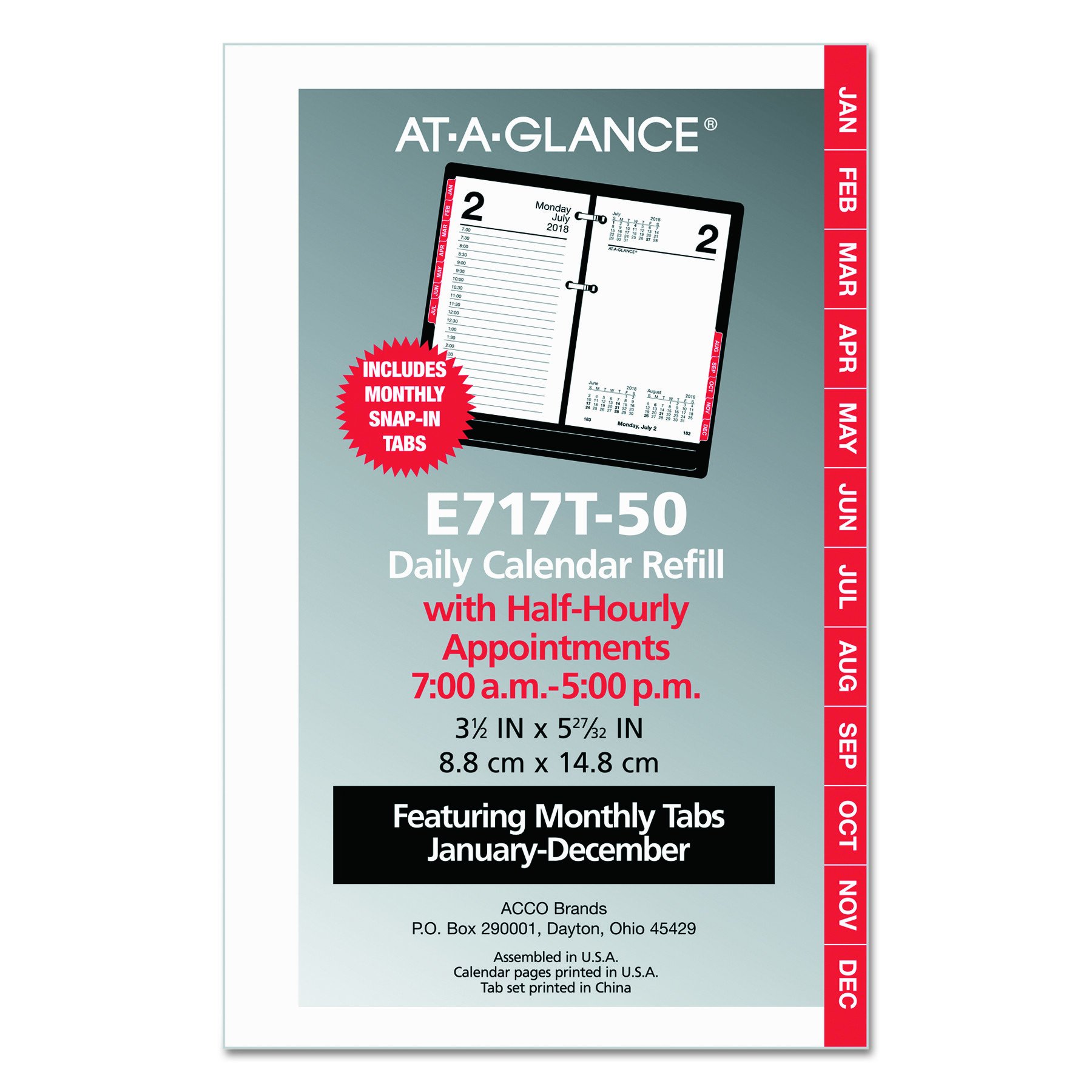 AT-A-GLANCE E717T50 Desk Calendar Refill with Tabs, 3 1/2 x 6, White, 2016