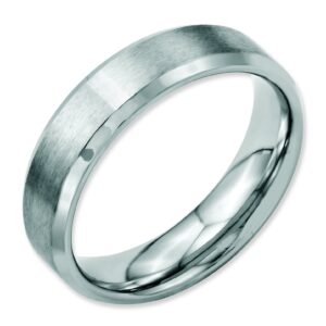 stainless steel flat beveled edge 6mm brushed and polished band, size 10.5