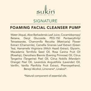 Sukin Foaming Facial Cleanser Pump, Gentle Gel Cleanser with Green Tea, Aloe Vera & Chamomile to Purify, Soothe & Tighten Skin, 4.23 Fl Oz